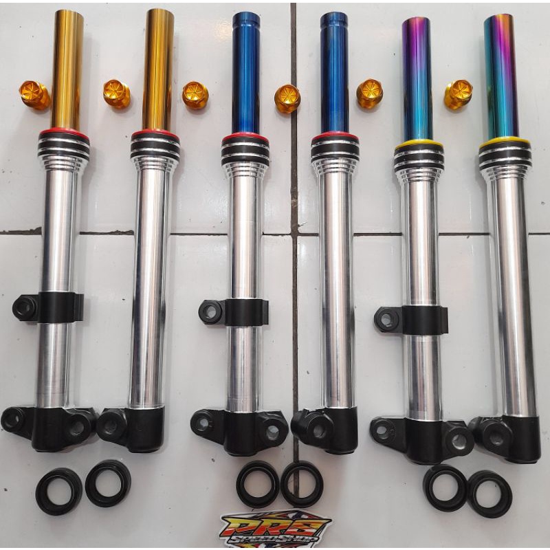 Jual paket shock depan balap drag sleep engine as warna gold rainbow ...