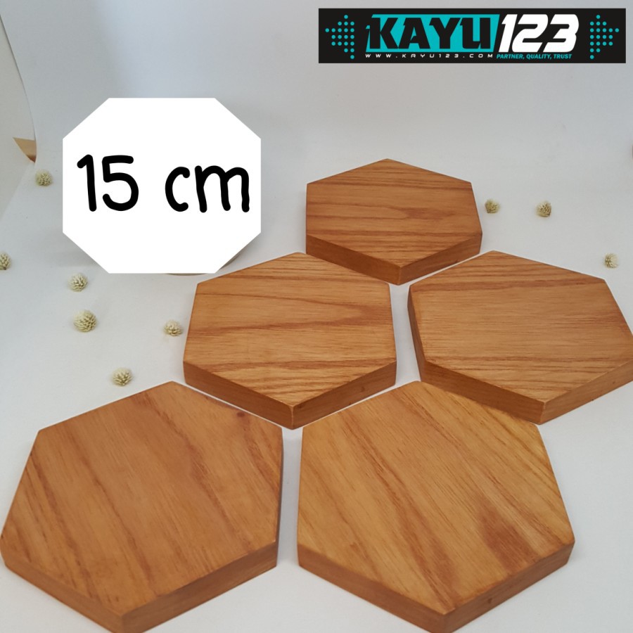 Jual Tatakan Kayu Wooden Coaster Slice 15 cm Hexagonal (WCV-23 ...