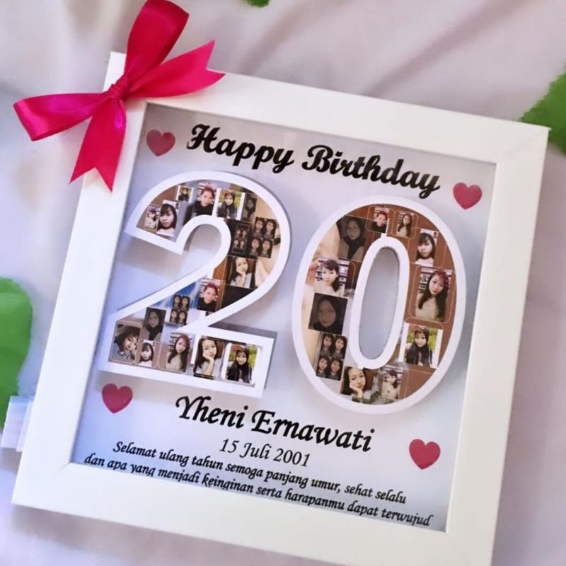 Jual 25x25cm lampu hias angka mozaik foto LED scrap box bingkai frame ...