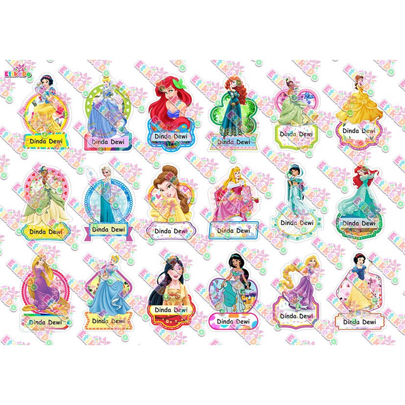 Jual LABEL NAMA PRINCESS 72 STIKER - ANTI AIR/ROBEK/LUNTUR -2 Nama ...