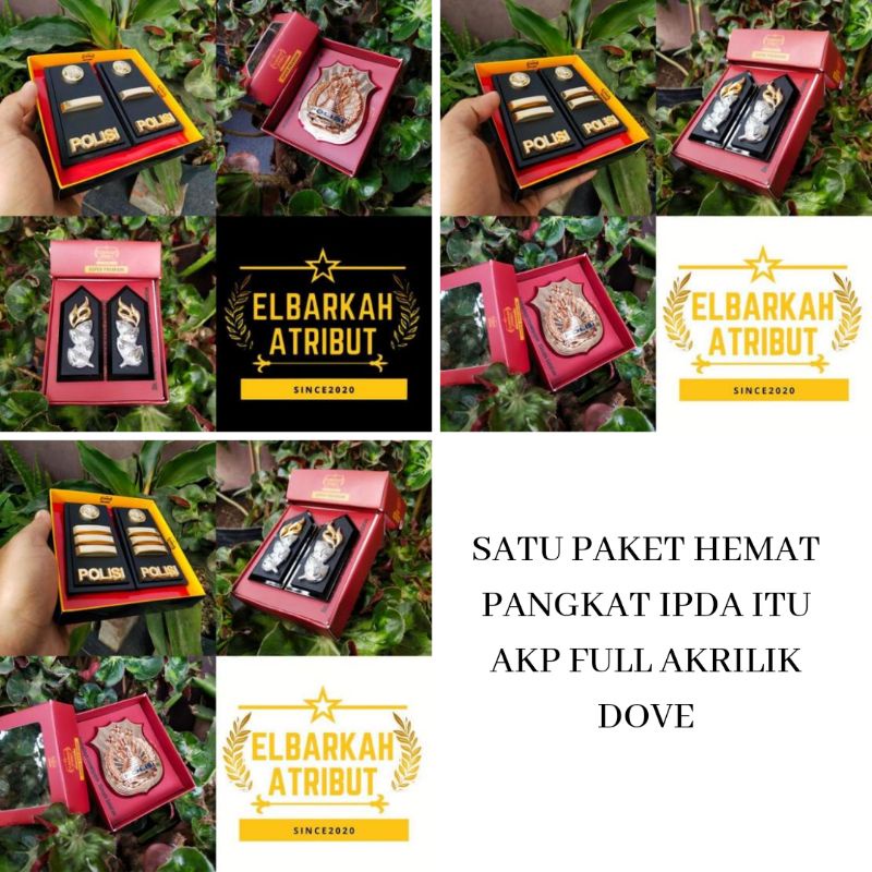 Jual SATU PAKET PANGKAT IPDA IPTU AKP FULL AKRILIK HITAM DOVE LIS HITAM ...