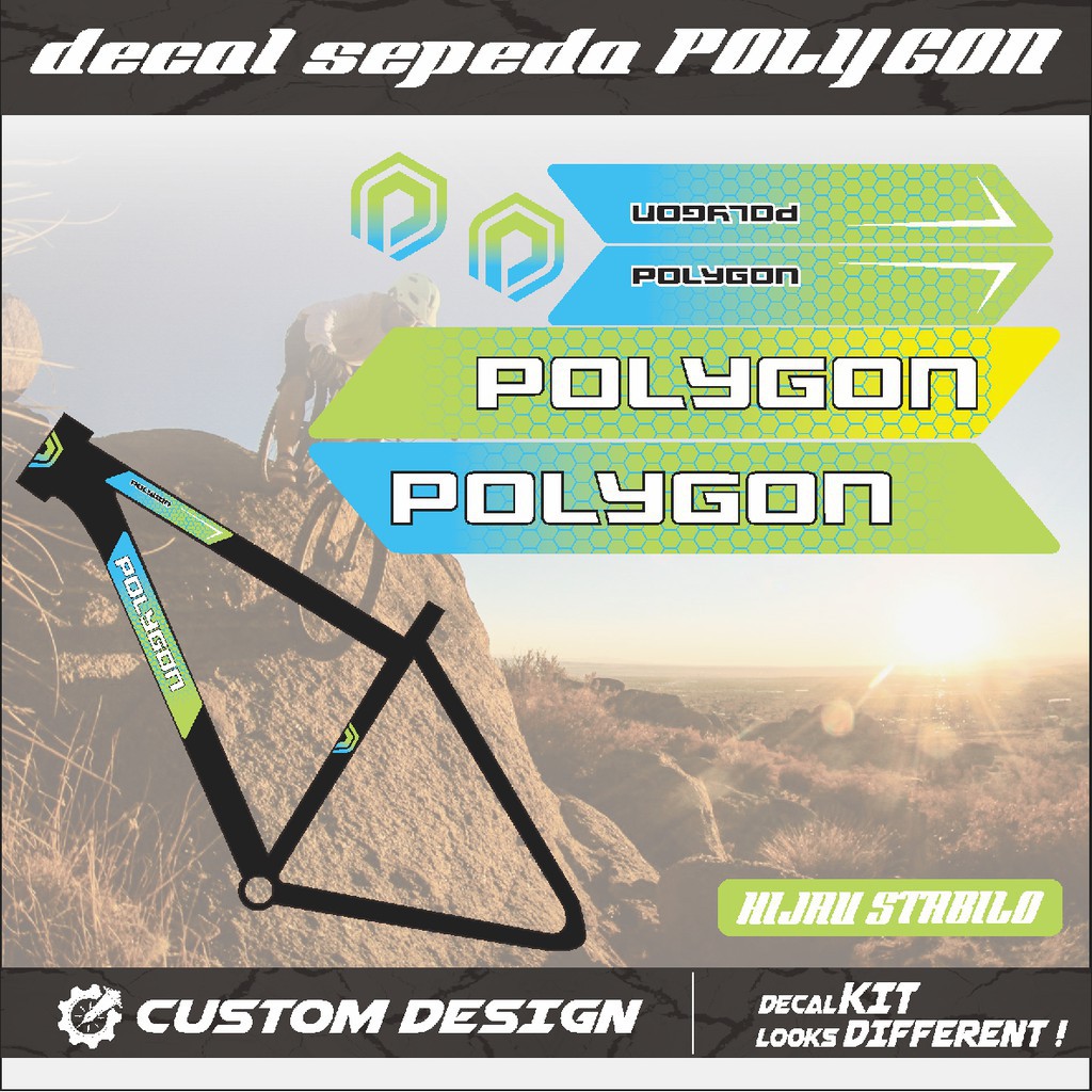 Jual STICKER DECAL SEPEDA MOTIF POLYGON WARNA BLUE HIJAU STABILO RED ...