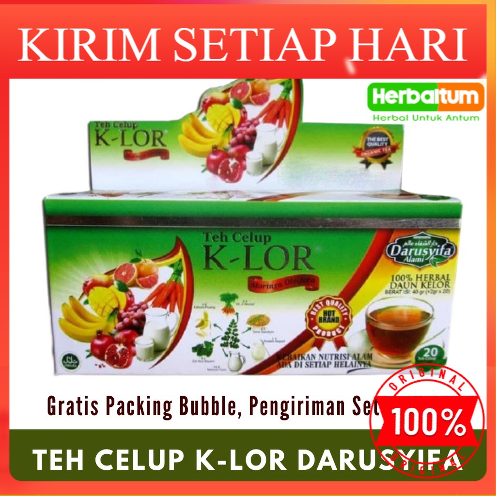 Jual [ASLI] Teh Daun Kelor Kemasan | Teh Celup K-LOR | Shopee Indonesia