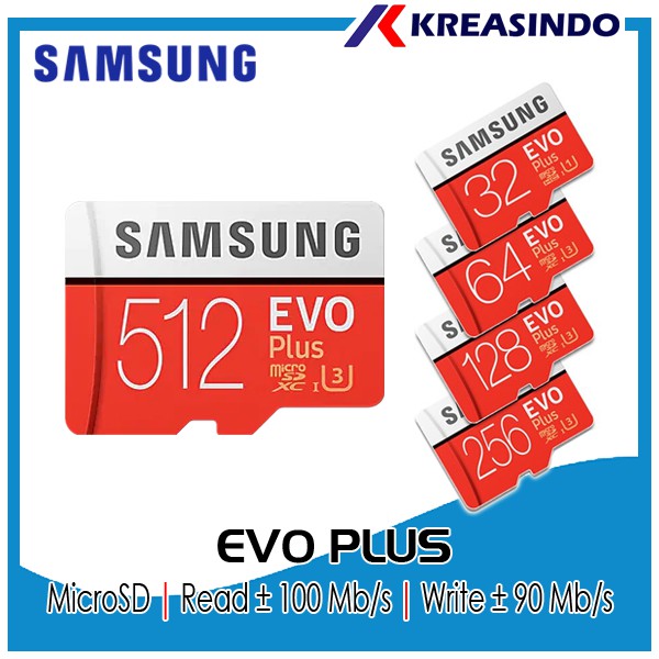 Jual Samsung MicroSD EVO Plus 32GB 64GB 128GB 256GB 512GB Garansi Resmi ...