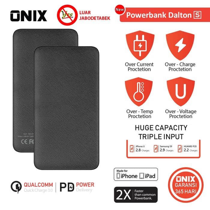 Jual Onix Powerbank Dalton S - Real 10000mAh Triple Input QC3.0 PD ...