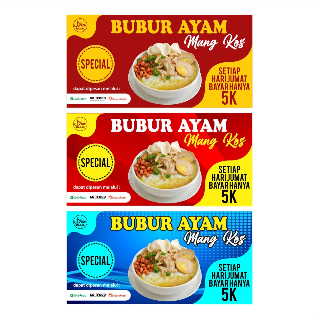 Jual spanduk untuk usaha bubur ayam / spanduk ukuran 2 x 1 meter bubur ...