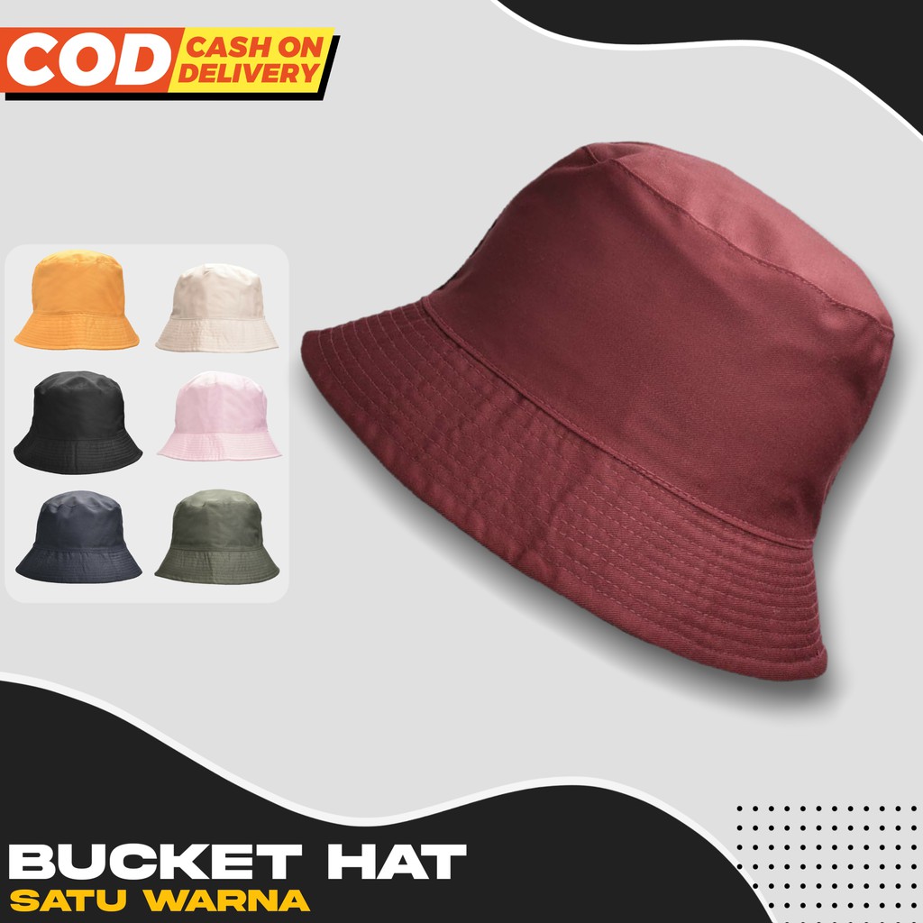 Jual BUCKET HAT ORIGINAL BUCKET HAT SATU WARNA TOPI BUCKET HAT BUCKET ...