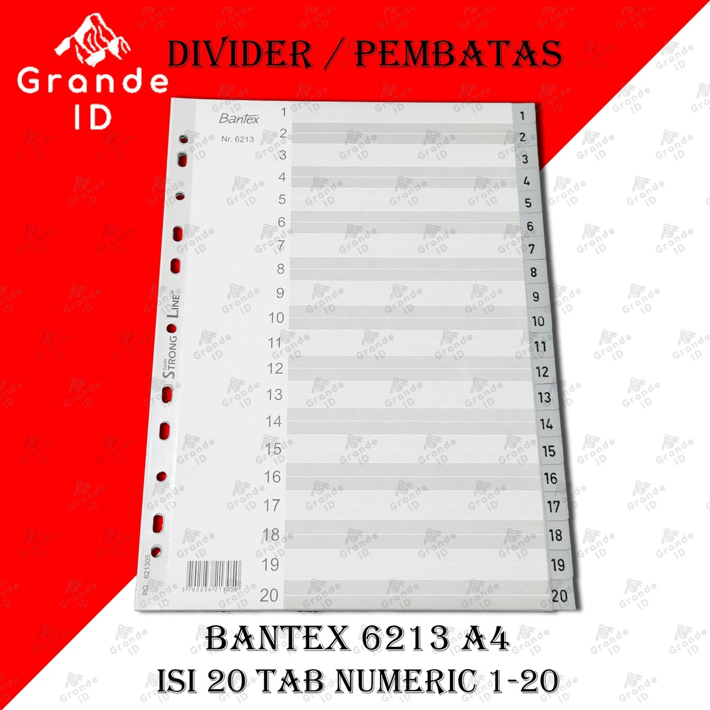 Jual DIVIDER BANTEX 6213 A4 ISI 20 TAB NUMERICAL 1-20 INDEX PEMBATAS ...