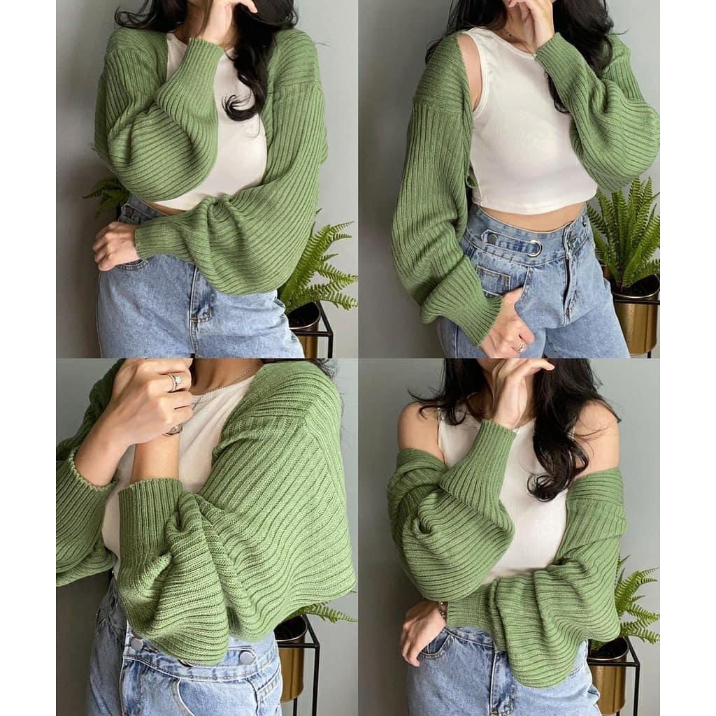Jual Atasan wanita Cardigan balero oversize tebal premium crop knit cardi | Shopee Indonesia