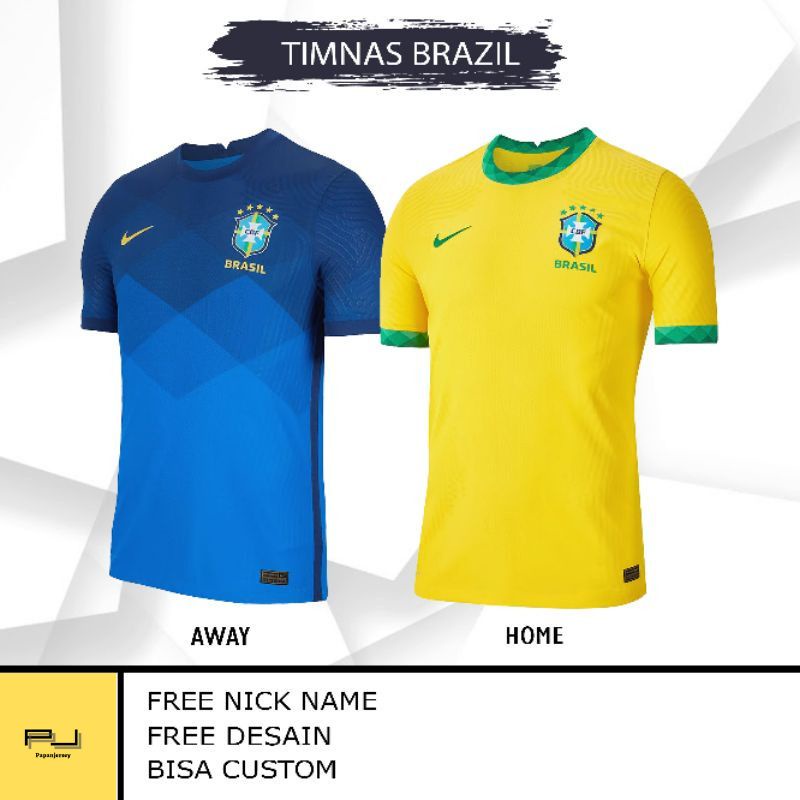 Jual BAJU KAOS JERSEY TIMNAS BRAZIL HOME/AWAY GRATIS NAMA DAN NO ...