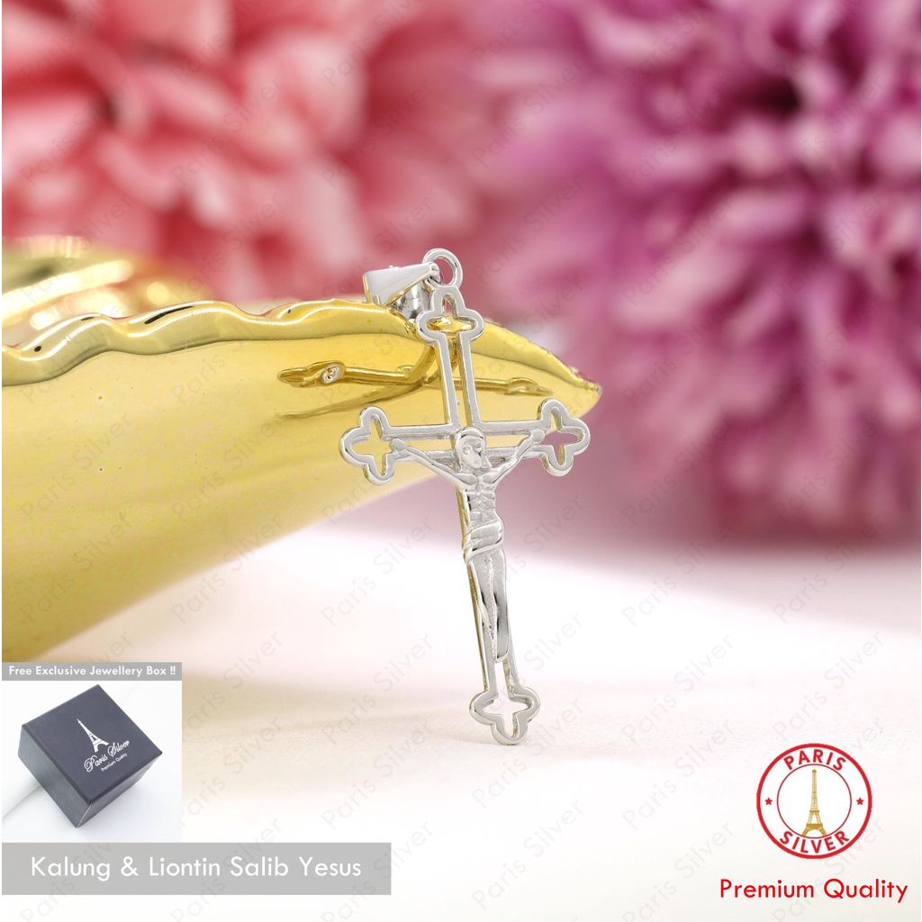 Jual Kalung Salib Yesus Perak Asli Silver 925 Lapis Emas Putih Jesus ...