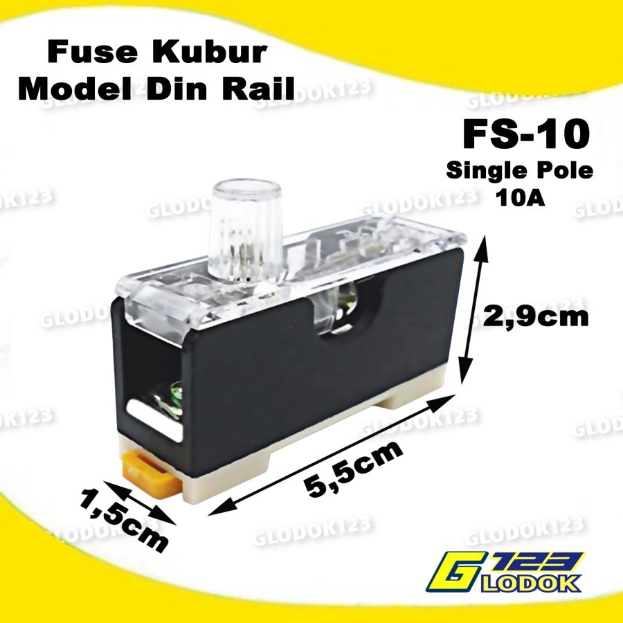Jual Fuse Holder Kubur Din Rail Tab 1 3 Pole FS 101 103 10A | Shopee ...