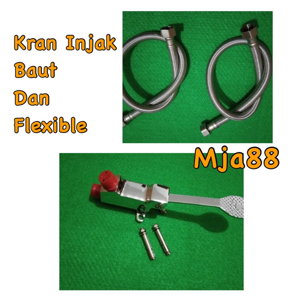Jual KRAN INJAK KUNINGAN +FLEXIBLE (KOMPLIT) | Shopee Indonesia