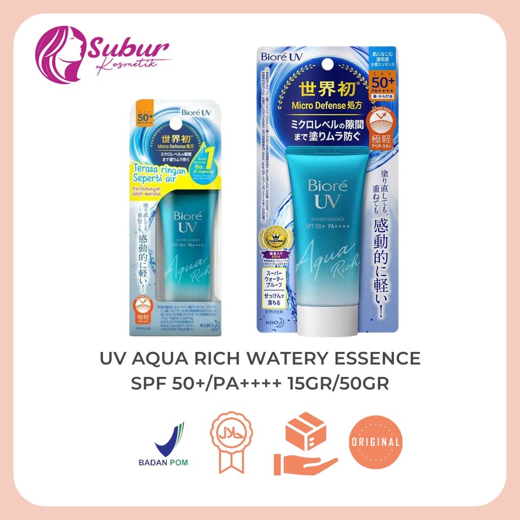 Jual Biore UV Aqua Rich Watery Essence SPF 50+/PA++++ 15g/50g | Shopee Indonesia