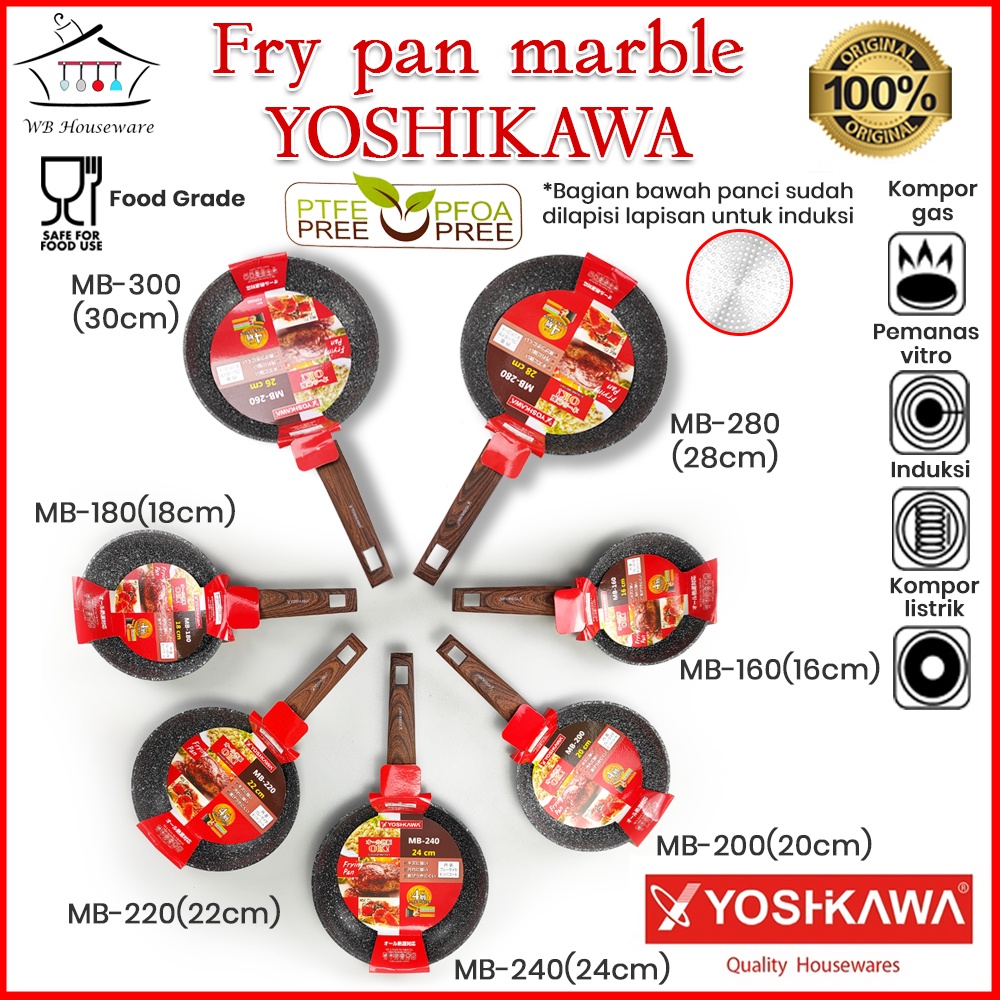 Jual panci yoshikawa fry pan marble anti lengket seri MB / wajan listrik induksi | Shopee Indonesia