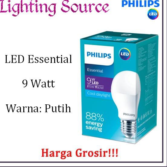 Jual PHILIPS LED ESSENTIAL 9 WATT COOL DAYLIGHT PUTIH - LED ESSENTIAL ...