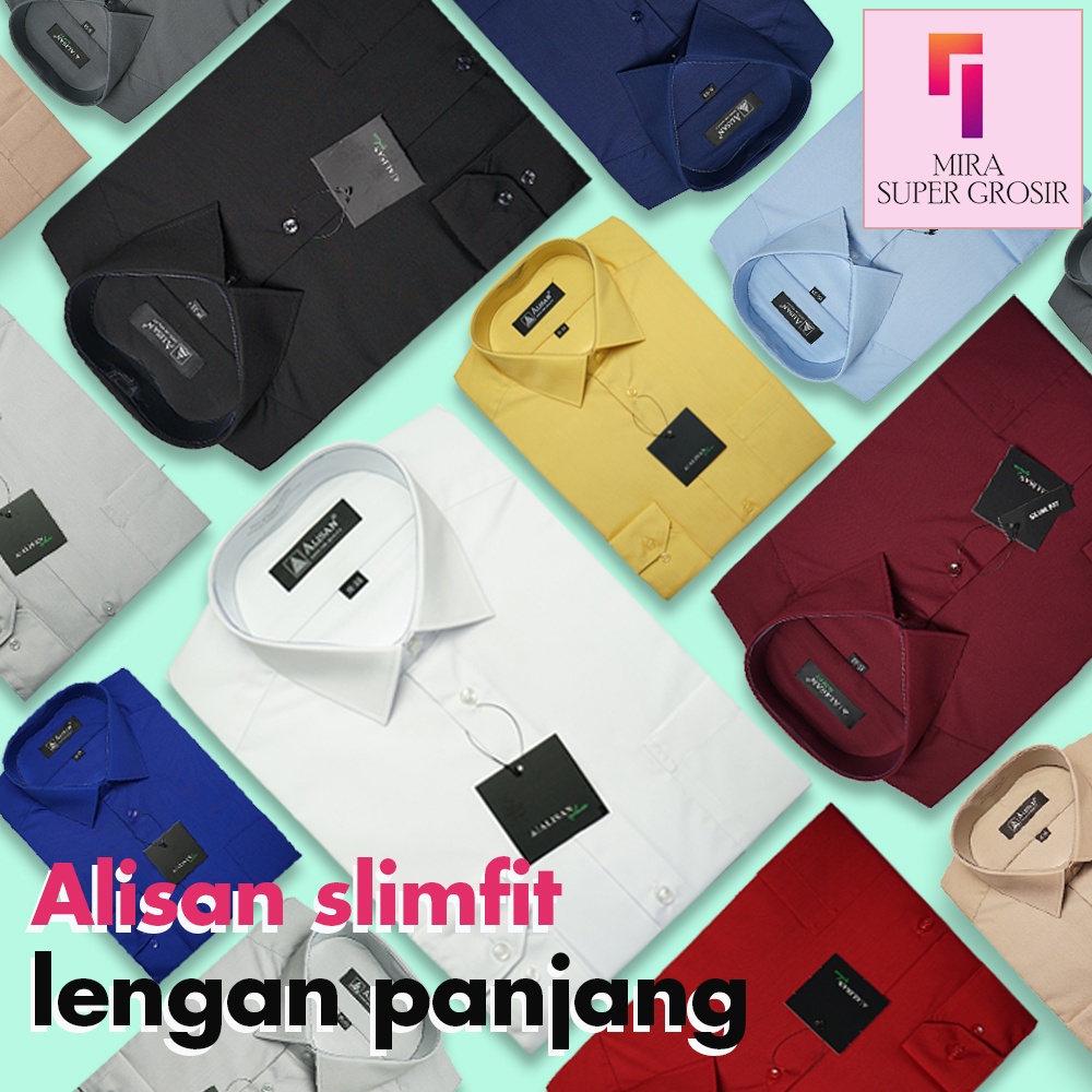 Jual ALISAN Kemeja Pria SLIM FIT Lengan Panjang Original Polos Baju ...