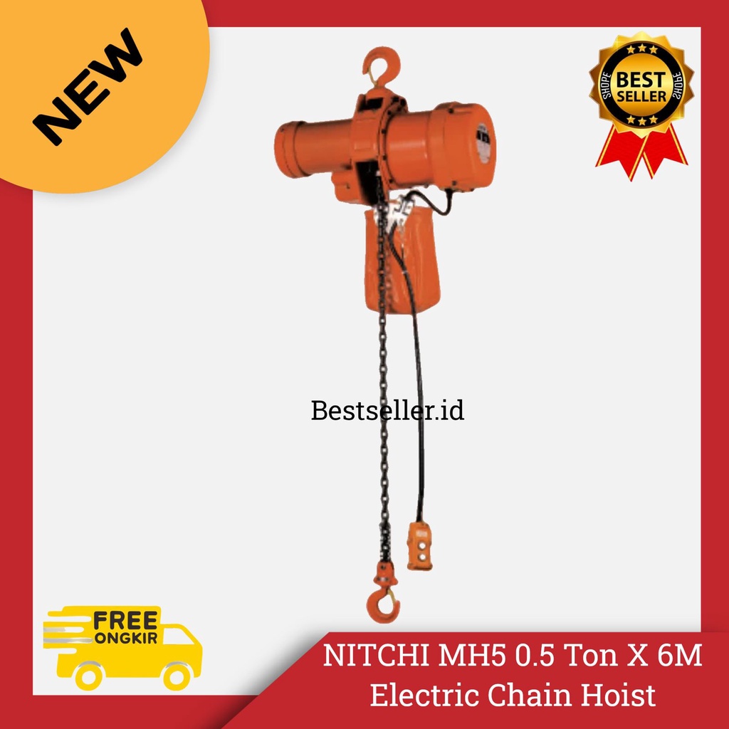 Jual NITCHI Elektric Chain Hoist MH5 3Phase 0.5Ton x 6 Meter / Hoist ...