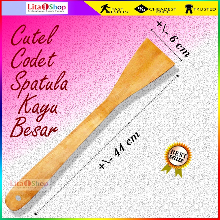 Jual Pamosroom Spatula Kayu Anti Lengket Sutil Kayu Wajan Teflon 44cm | Shopee Indonesia
