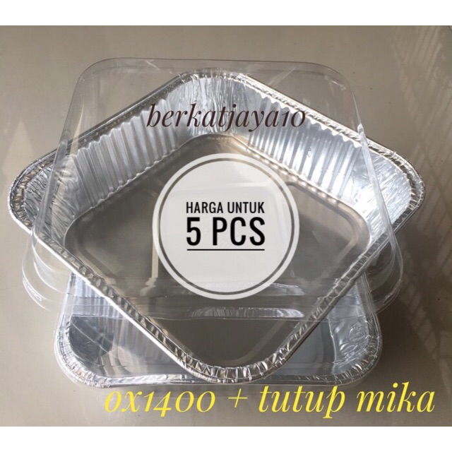 Jual Aluminium Foil OX 1400 + Tutup Mika Tray (Isi 5 Pcs) Aluminium Plate Bowl Ukuran 20x20 cm ...