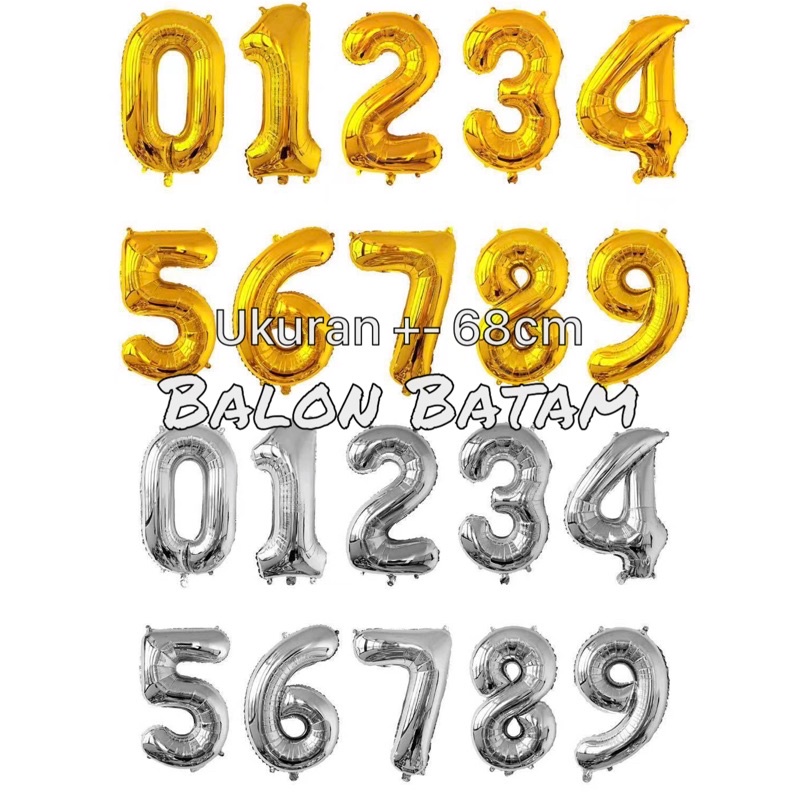 Jual Balon Angka Gold Silver ukuran +- 68cm | Shopee Indonesia
