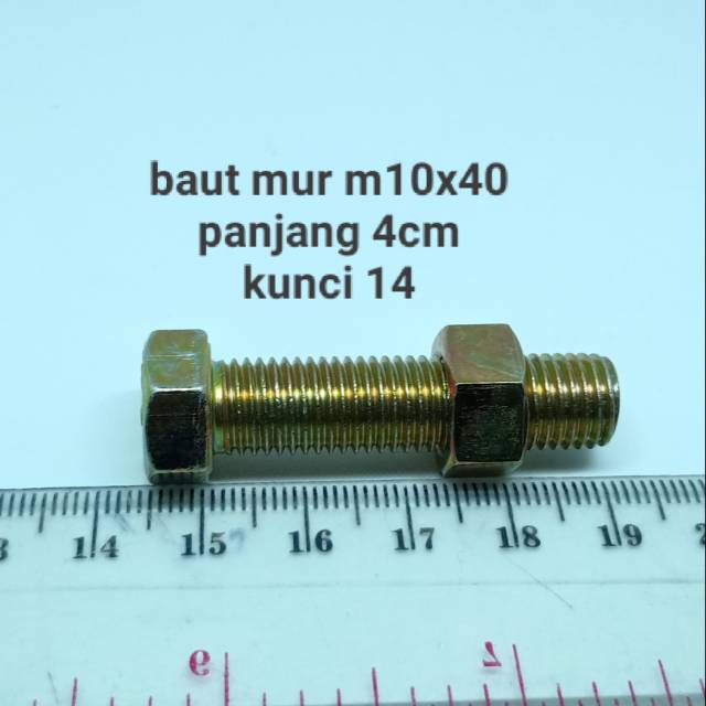 Jual BAUT MUR M10X40 KUNCI 14 PANJANG 4CM BMK 14 | Shopee Indonesia