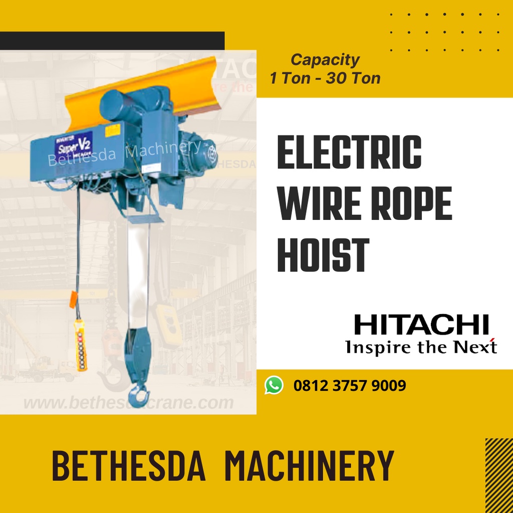 Jual Wire Rope Hoist 1 Ton 6 Meter Merk Hitachi 3 Phase | Shopee Indonesia