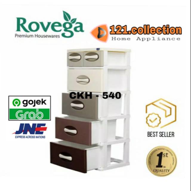 Jual Lemari Rak Laci Plastik Multi Fungsi Rovega Kharisma CLASSIK susun 5 CKH-540 (grabb/gojek ...