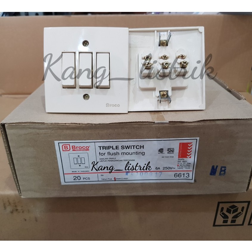 Jual BROCO 6613 SAKLAR 3 GANG TRIPLE SWITCH SAKLAR TRIPLE IB NEW GEE ...