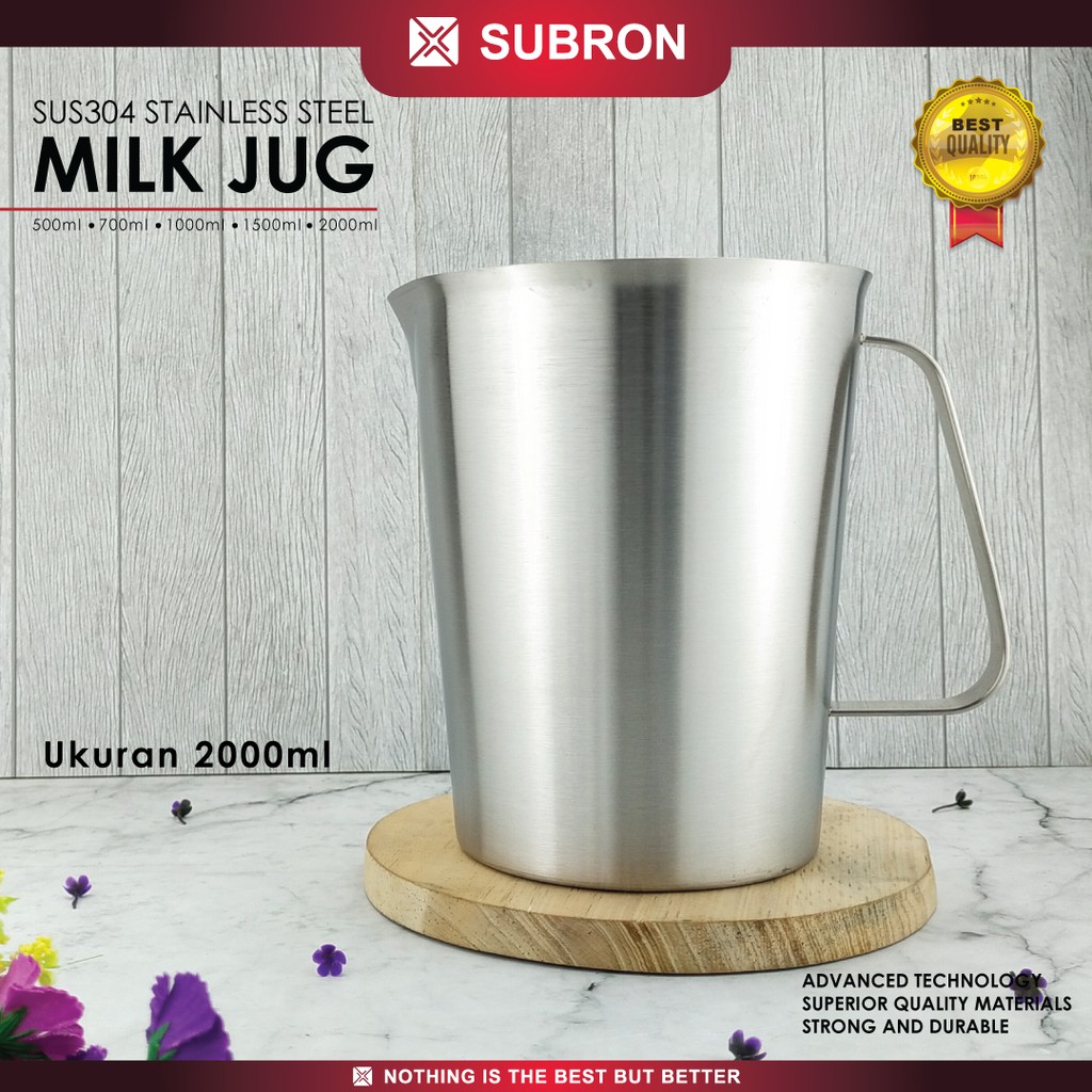 Jual SUBRON Milk Jug sus 304 Pitcher 2000ML Stainless Gelas Ukur Takar ...