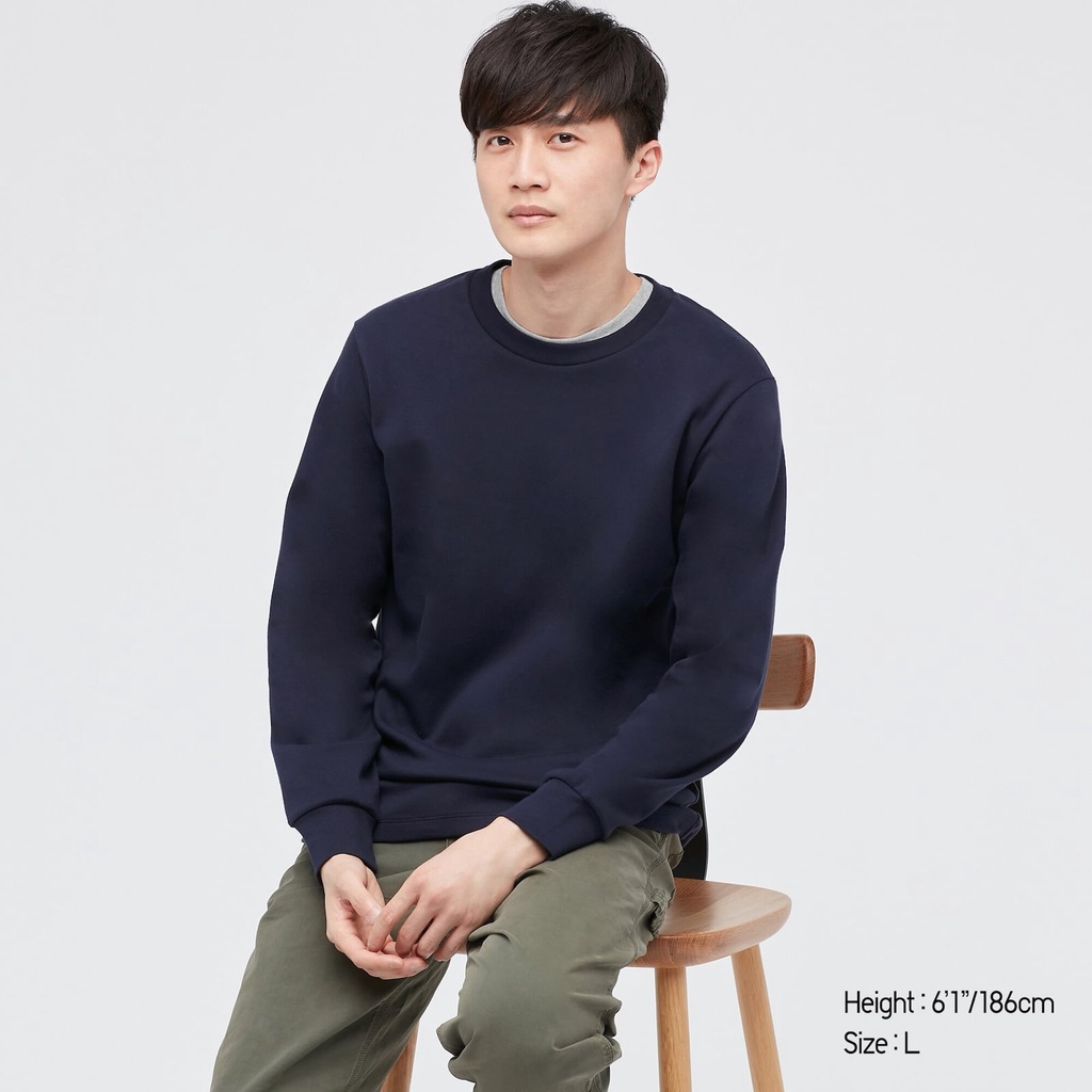 Jual UNIQLO MEN T-Shirt Soft Touch Crew Neck Kaos Lengan Panjang Pria ...