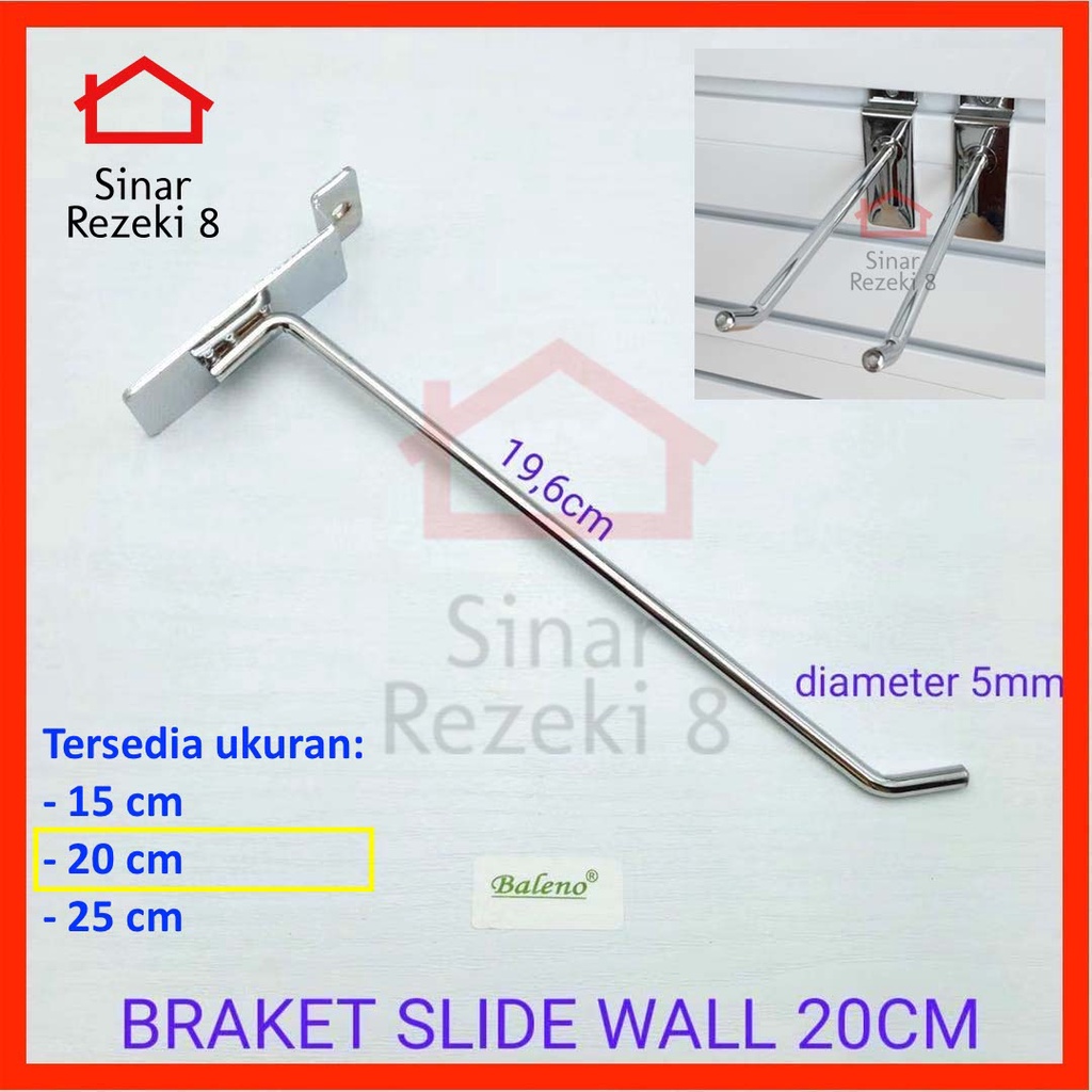 Jual Bracket Slide Wall 20 cm Gantungan List Sliding Rel Penyangga Rak ...