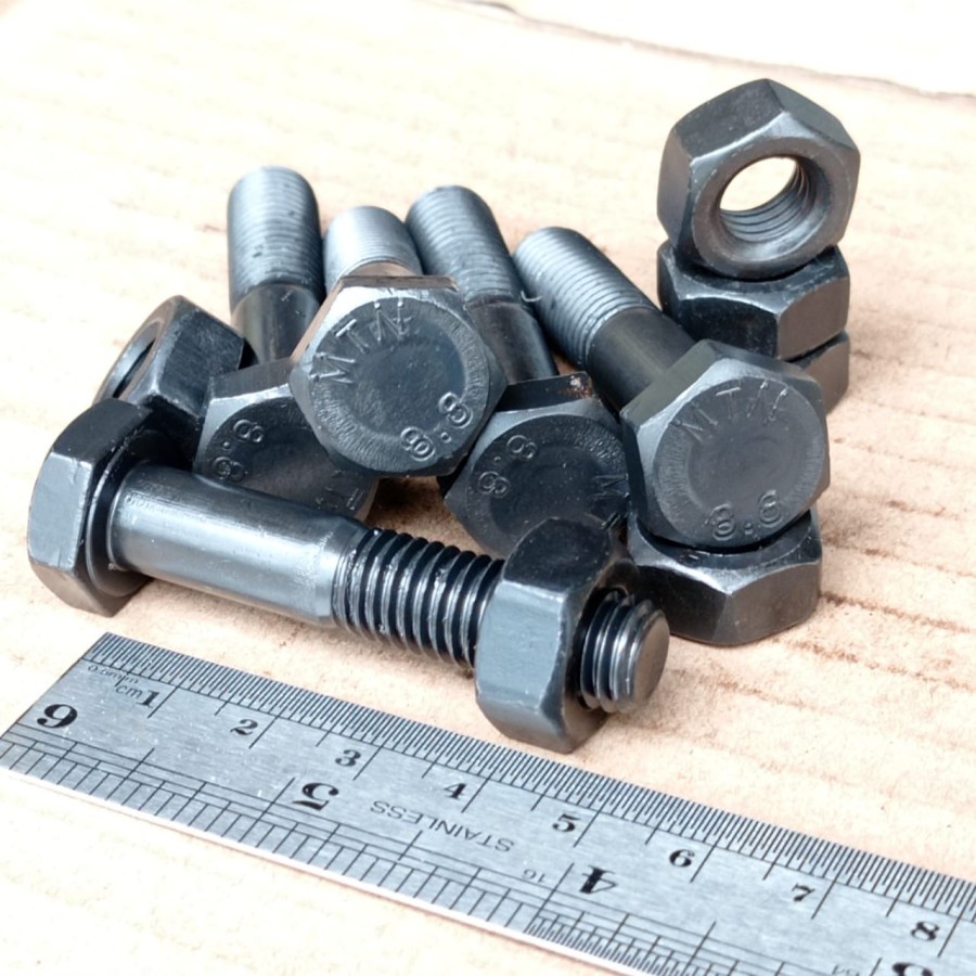 Jual BAUT BAJA HTB 8.8 M10 X 50 / BAUT BAJA M10 X 50 HITAM / BAUT M10X50 BAJA / BAUT 17 KUNCI 17 ...