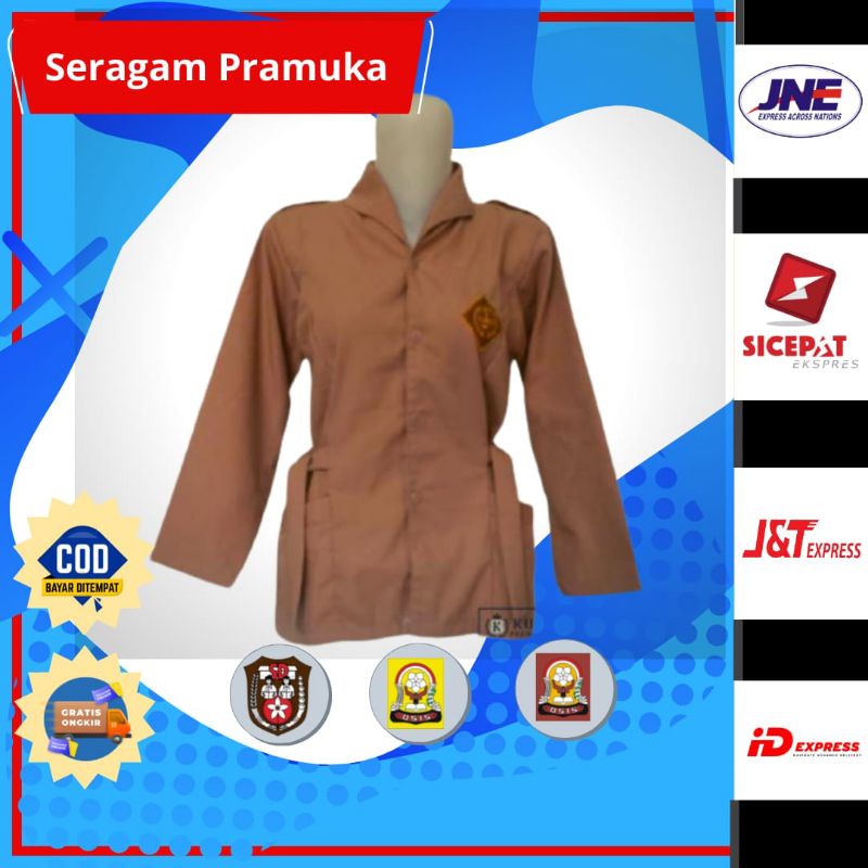 Jual seragam sekolah baju Pramuka lengan panjang tali coklat susu dan ...