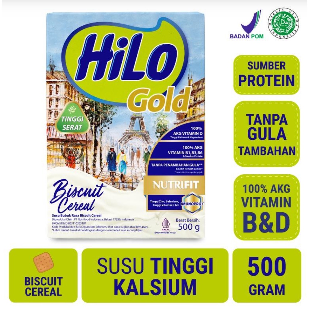 Jual Susu HiLo Gold Biscuit Cereal 500gr - Susu Tinggi Kalsium Tinggi ...