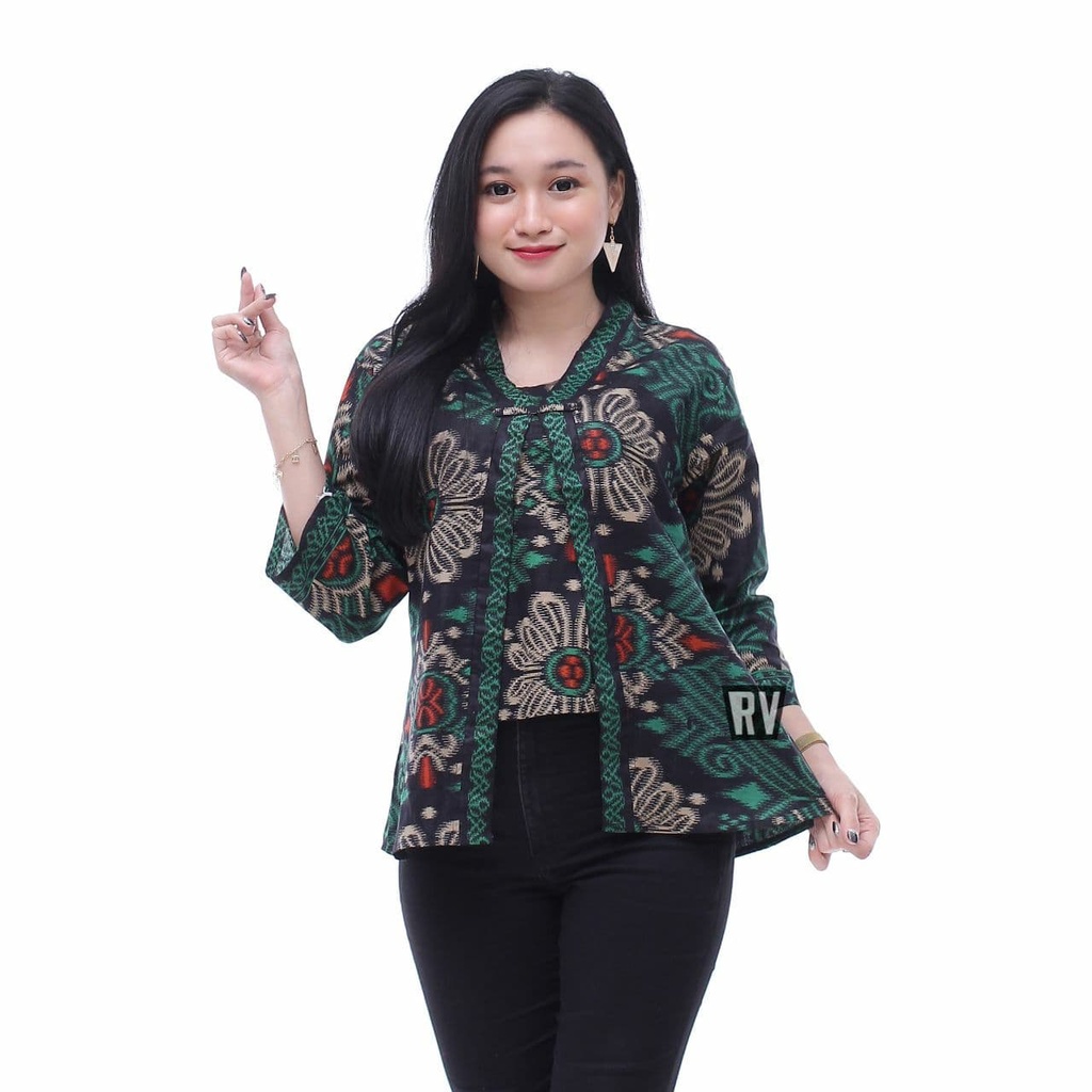 Jual Seragam Batik Kantor - Set Couple Baju Batik motif tenun hijau ...