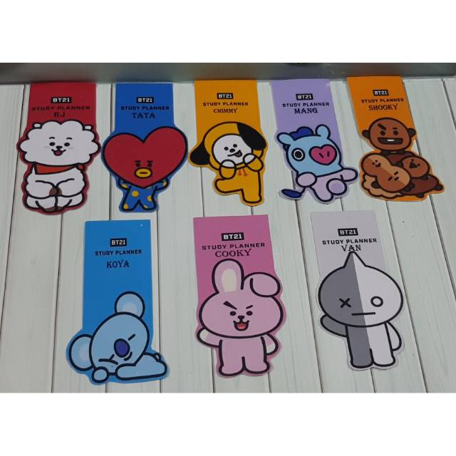 Jual 1 set bookmark / pembatas buku BT21 study Planner | Shopee Indonesia