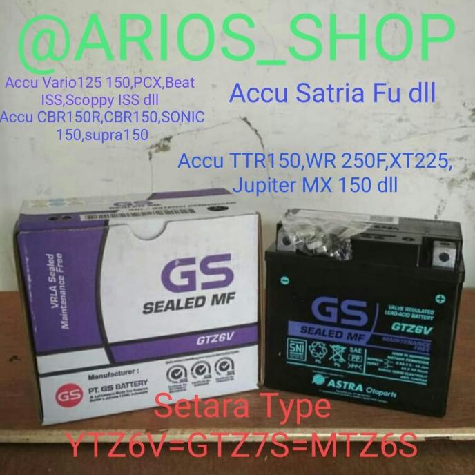 Jual Aki motor GS Astra GTZ6V/GTZ7S untuk Motor Vario150, Vario125 ...
