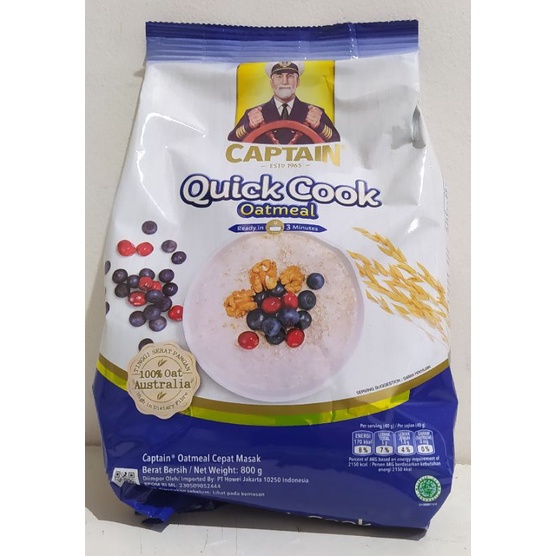 Jual Captain Oats Quick Cook Oatmeal 800g / Sarapan Gandum Diet Sehat ...