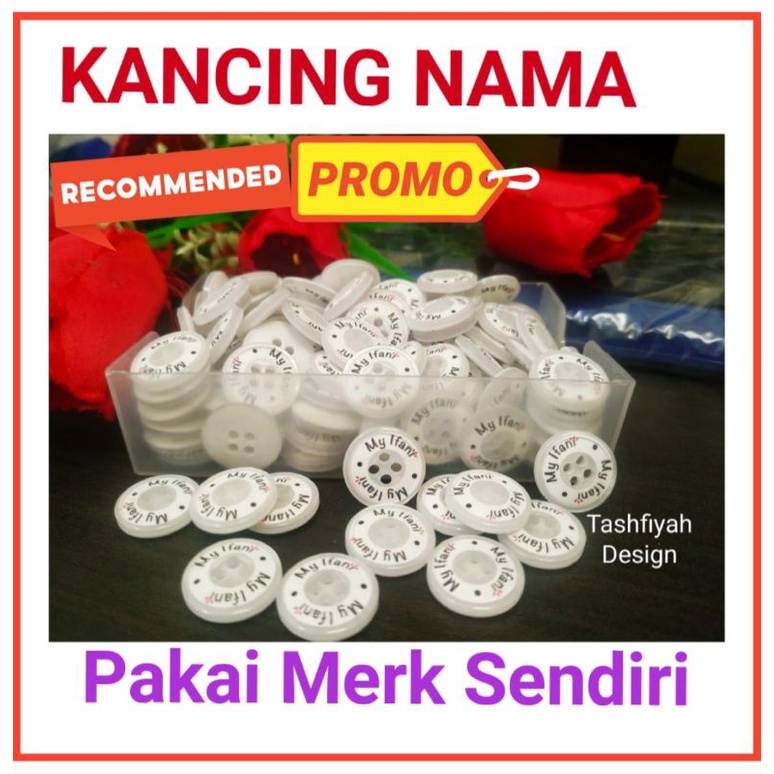 Jual Cetak kancing custom nama merk brand sendiri - label kancing ...