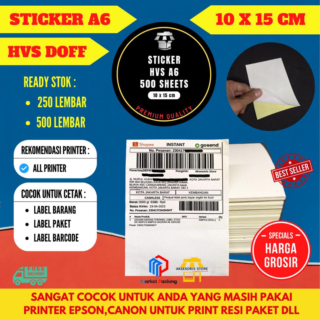 Jual STIKER LABEL A6 DOFF / KERTAS STICKER HVS A6 UKURAN 10X15 | Shopee ...