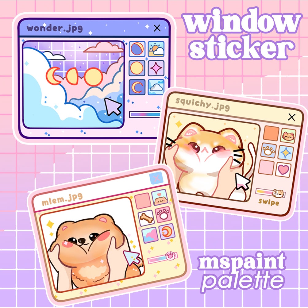 Jual Sticker Windows Cute Animals Aesthetic Cat and Dogs Kawaii Deco ...