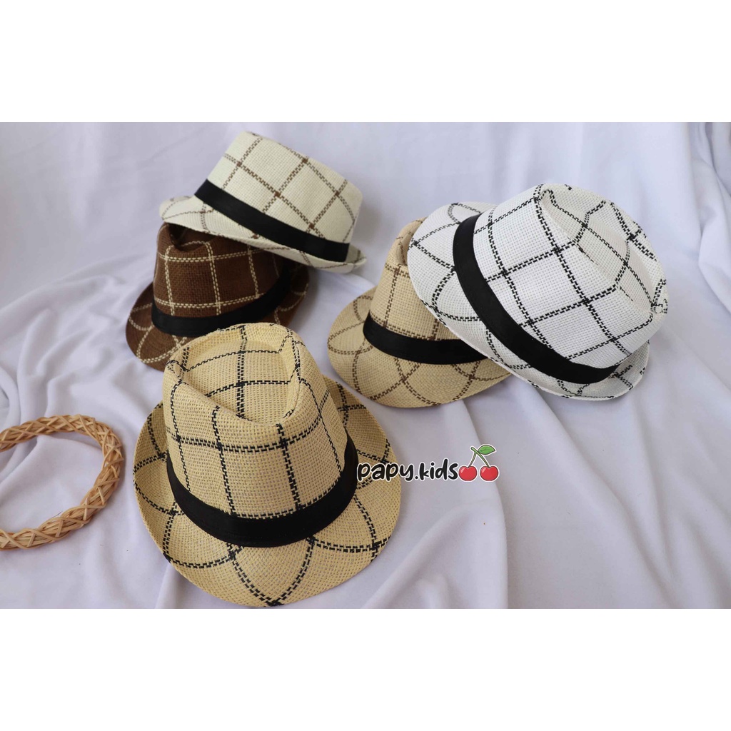 Jual Topi fedora motif garis F18 / Fedora geometri / Topi fedora import ...