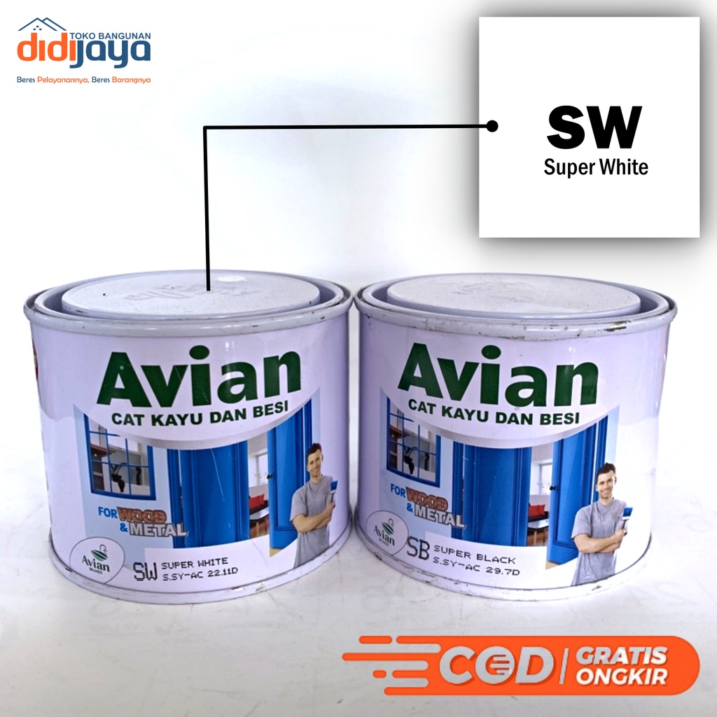 Jual Cak Kayu dan Besi Avian 0.45 Liter warna SW (Super White) | Shopee ...