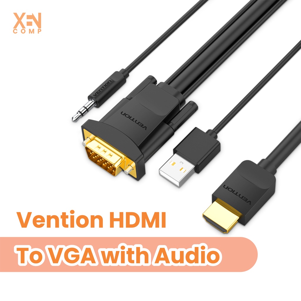 Jual Vention HDMI to VGA Kabel Adapter Video 3.5mm Audio Jack dan USB ...