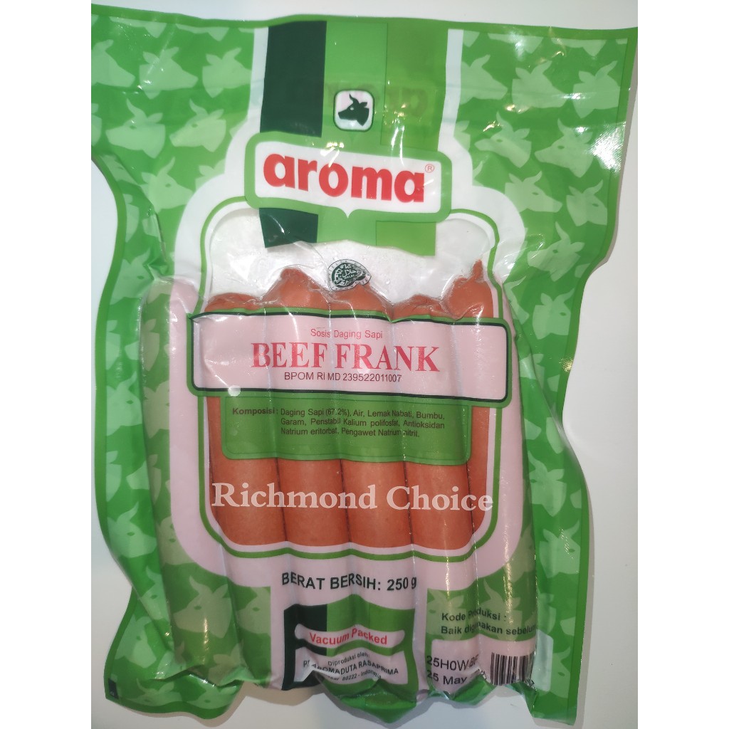 Jual BEEF FRANK SAUSAGES AROMA 250 GRAM/ SOSIS SAPI FRANKFURTER ...