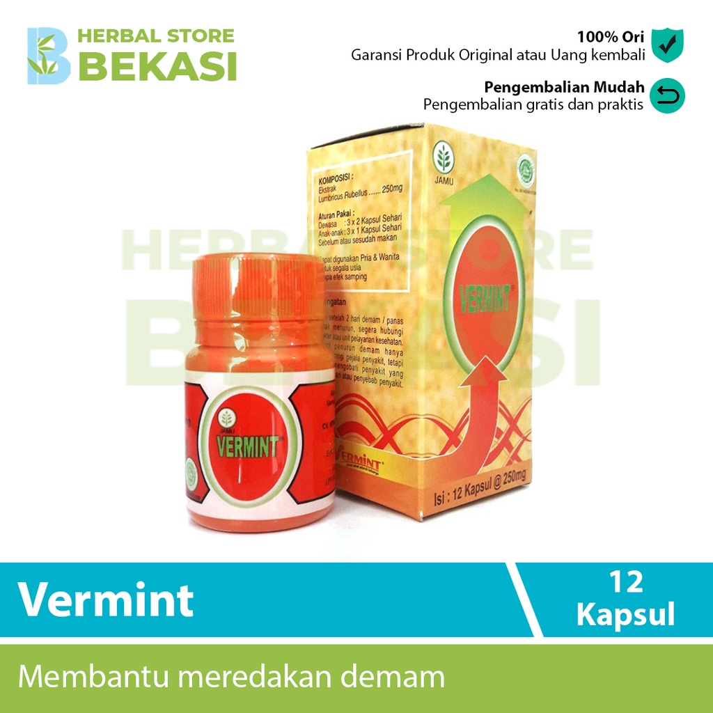 Jual Vermint Kapsul Cacing Isi 12 Kapsul Asli Original BPOM Obat ...