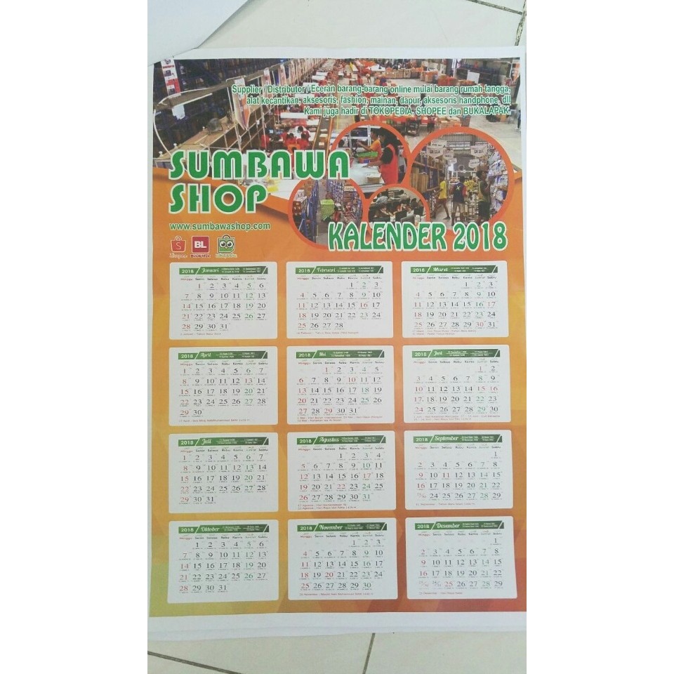 Jual PALING DICARI !! Kalender periode 2018 SUMBAWA SHOP hanya 1 per ...