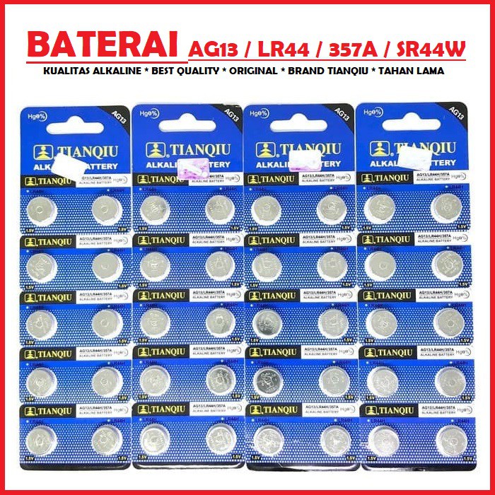Jual Baterai Kancing Alkaline Batere Cell Ag13=Lr44=357A=Sr44w Battery | Shopee Indonesia
