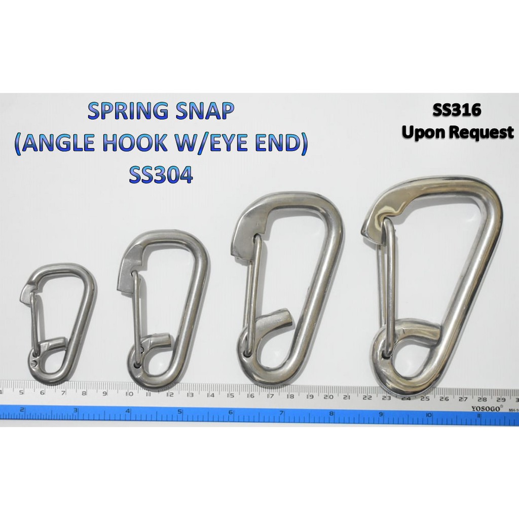 Jual SPRING SNAP (ANGLE HOOK WITH EYE END) SS304 6MM | Shopee Indonesia
